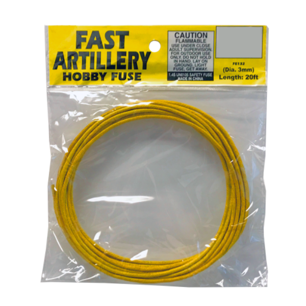 Fast Artillery Fuse 3mm – 2 Sec/Ft | 20 Ft Roll (Bagged)