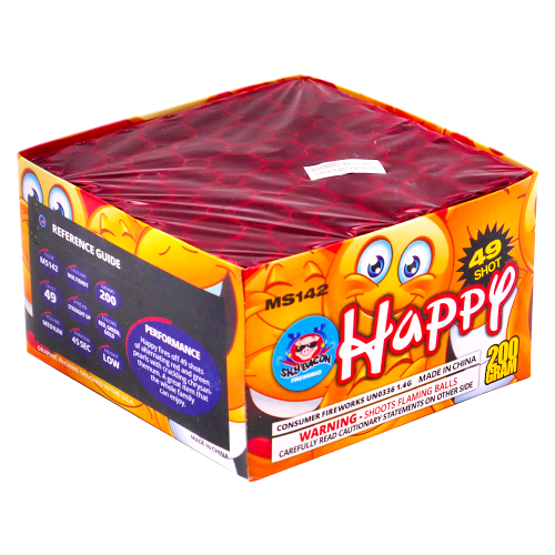 Happy – 49-Shot Family Firework with Crackling Color